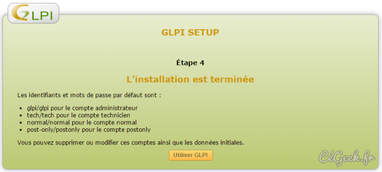 TUTO : GLPI - Installation et configuration de GLPI - CéGeek
